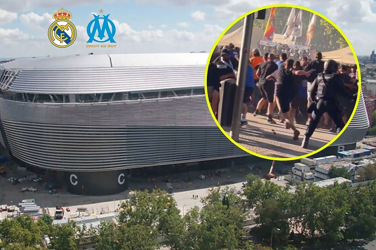 Olympique de Marseille fans create chaos outside the Santiago Bernabeu ...