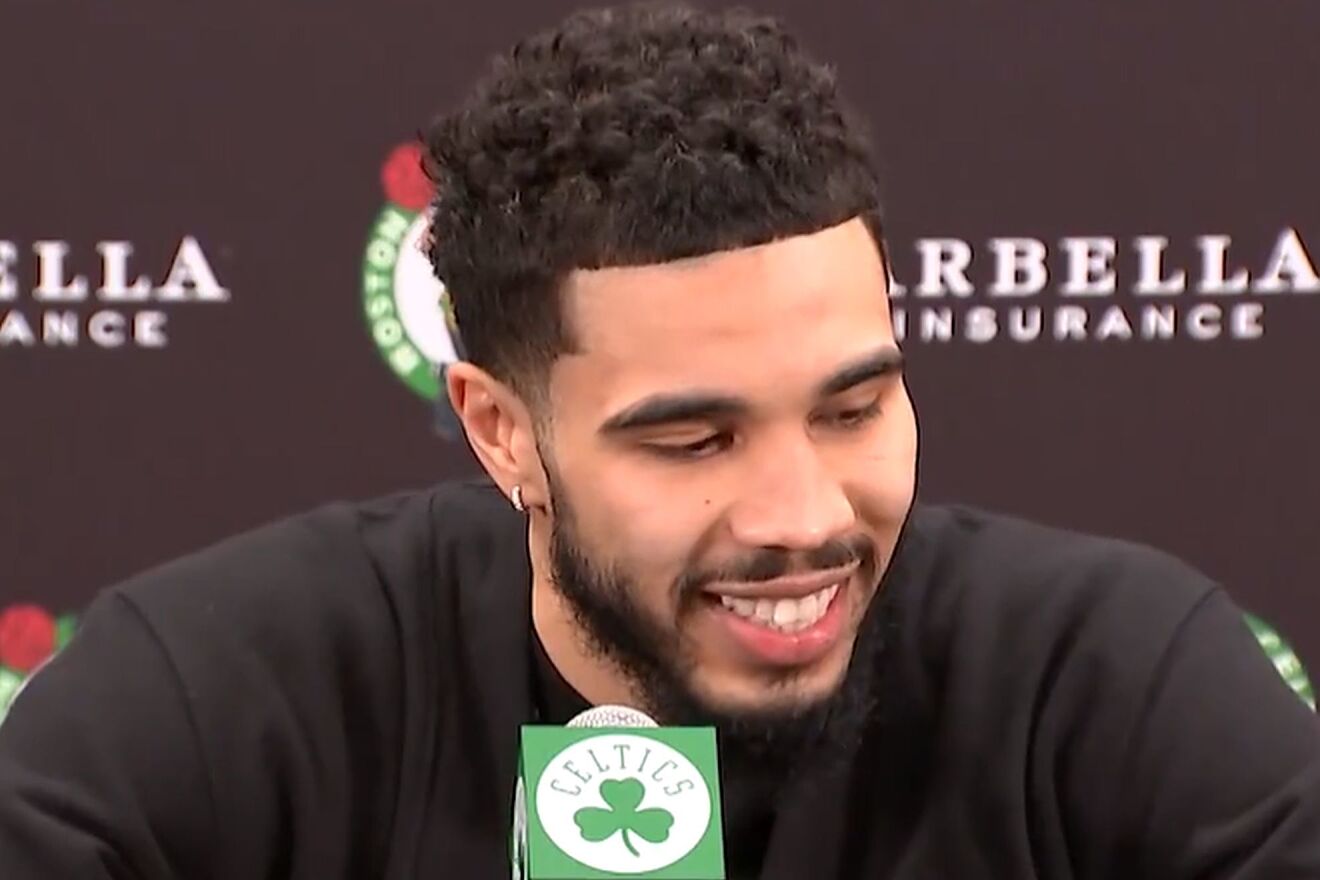 Jayson Tatum chuckles when asked about his foul on LeBron James that ...