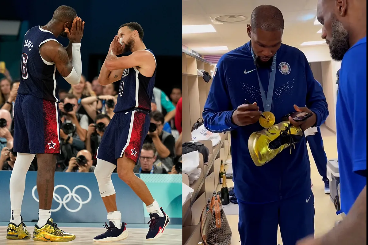 LeBron James and Steph Curry lead Team USA in a golden locker room ...
