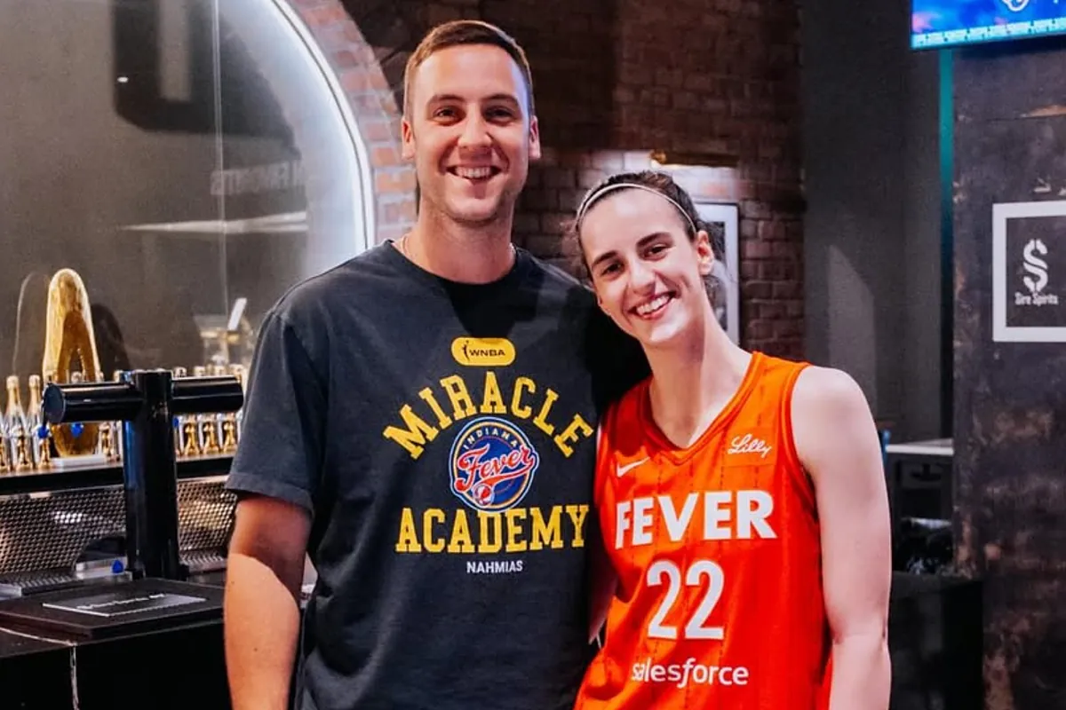 The exchange of gestures between Caitlin Clark and her boyfriend, Connor McCaffery in Game 2 ...