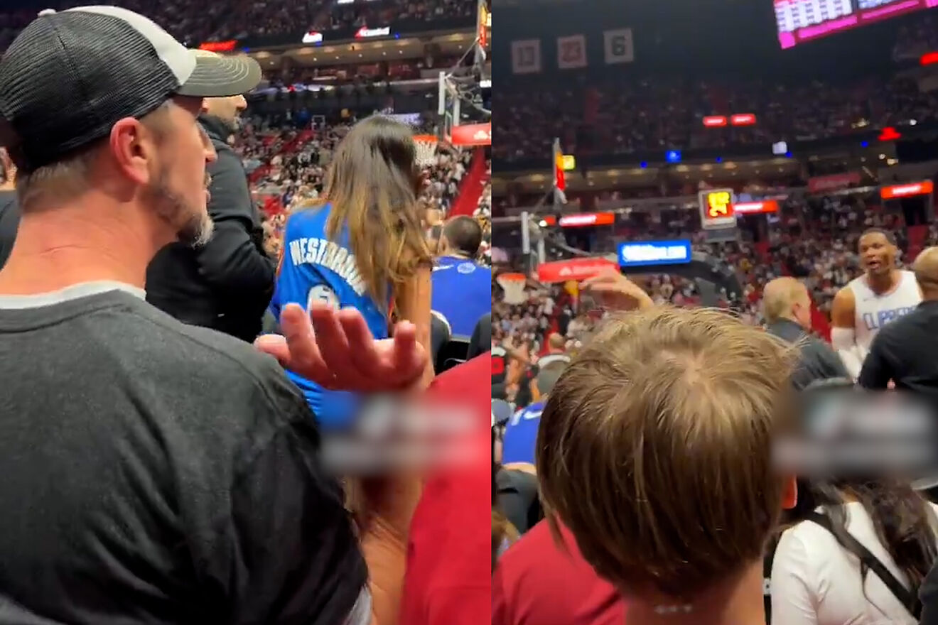 Clippers' Russell Westbrook gets into heated argument with Miami Heat fan who is ejected from ...