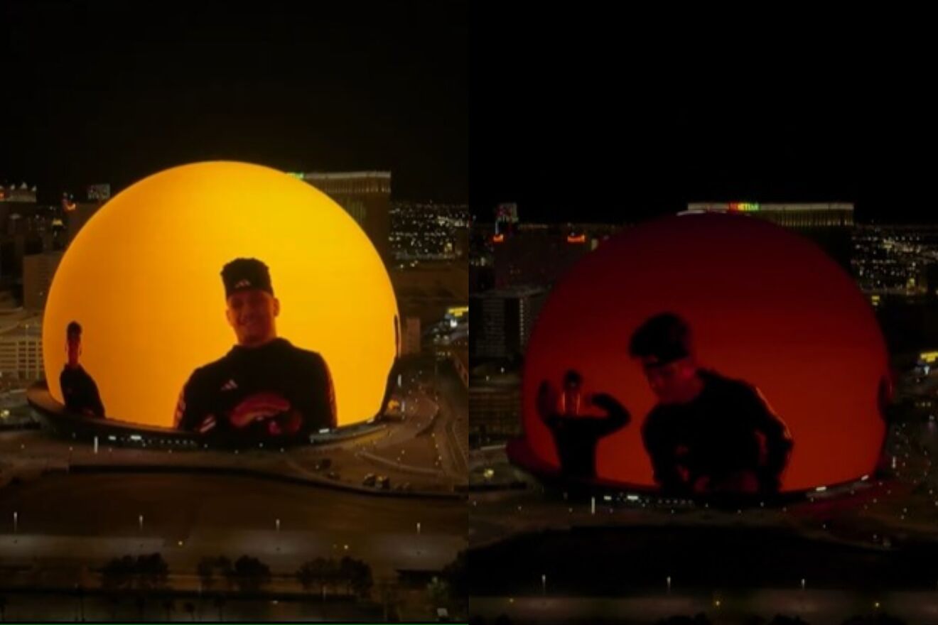 Patrick Mahomes takes center stage on Vegas Sphere ahead of Super Bowl ...