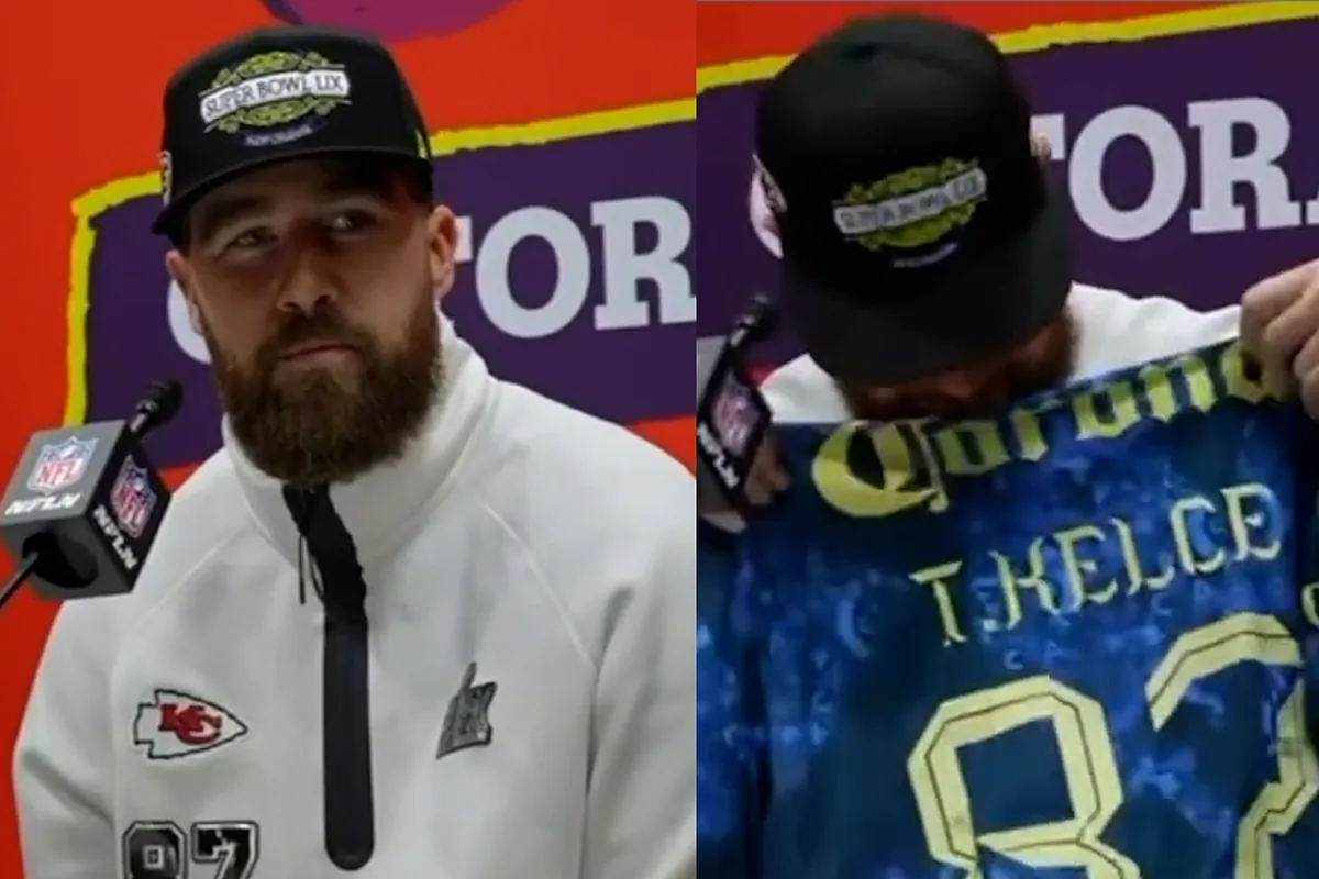 Travis Kelce gets an unexpected gift on Super Bowl LIX Opening Night from a reporter and fans ...
