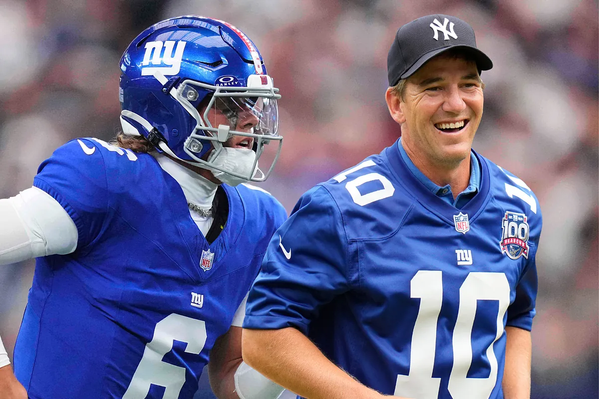 Jaxson Dart's strange request to Eli Manning, former quarterback and New York Giants legend, was ...